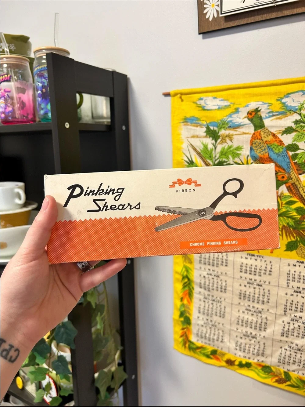 Office | Vintage Ribbon Pinking Shears In Orange And Cream Box | Poshmark